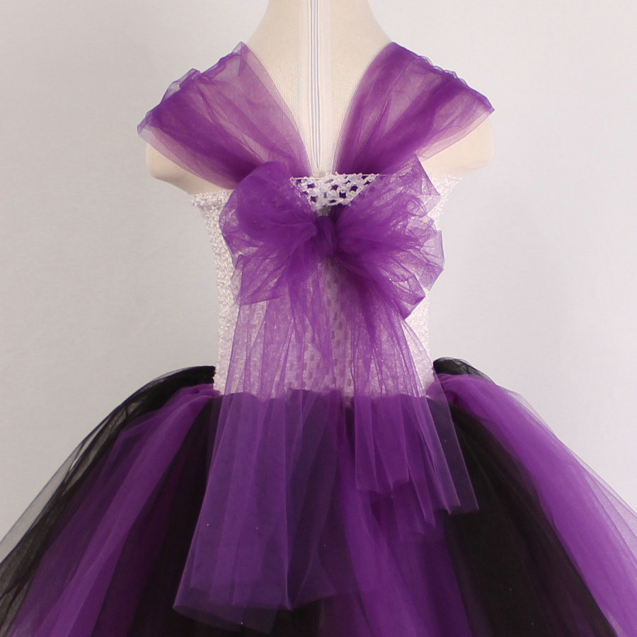 Purple Pageant Girls Costume Dress Ball Gown Tulle Cap Sleeve Princess ...