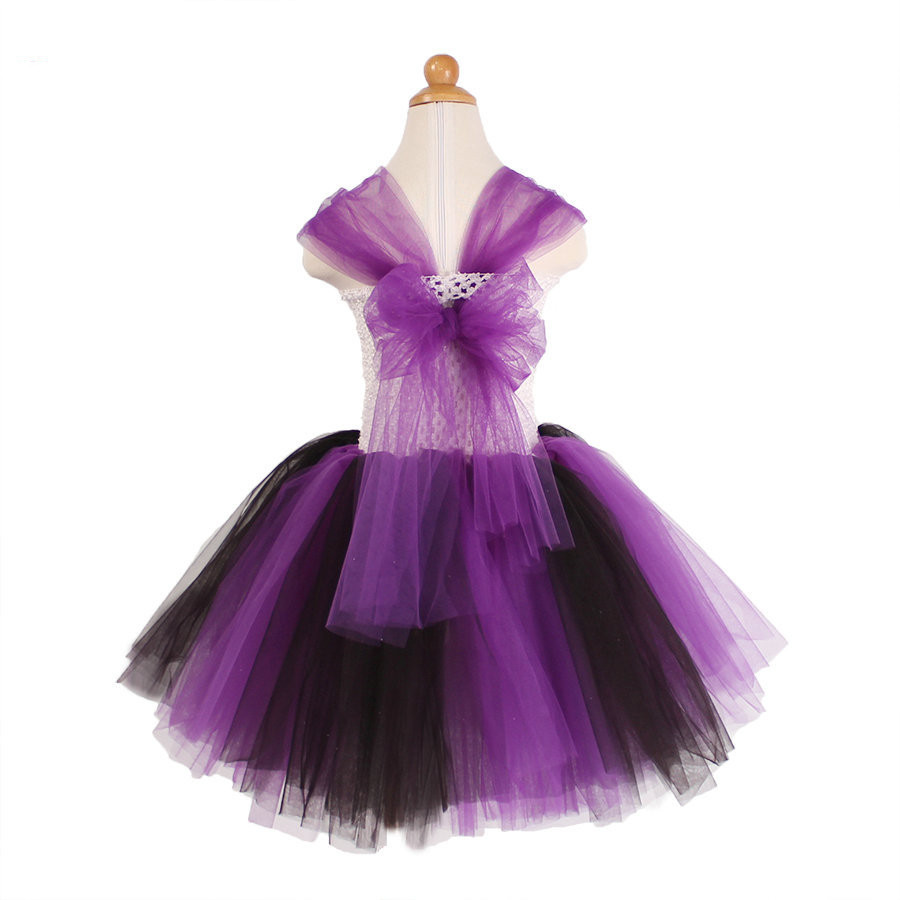 Purple Pageant Girls Costume Dress Ball Gown Tulle Cap Sleeve Princess ...